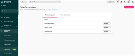 Ticket Form Templates Atera Support