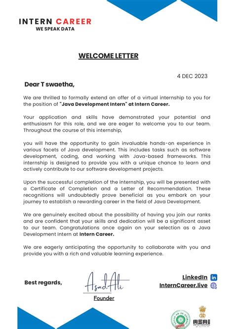 Swaetha Thirumalai On Linkedin Javadevelopment Internshipopportunity