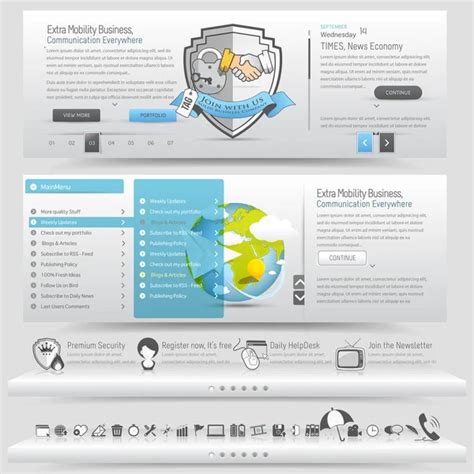 Web Site Design Menu Navigation Elements With Icons Set Stock Vector Image By Liquidlayout