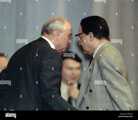 Ussr President Mikhail Gorbachev Left And Deputy Pavel Bunich Right Attend Fifth Extraordinary
