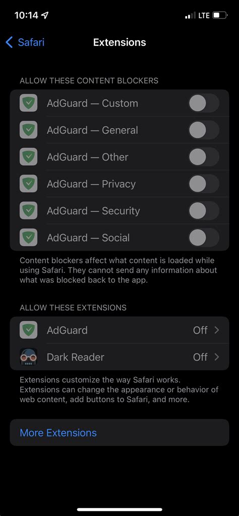 Unable To Turn On Safari Extensions IOS Apple Community