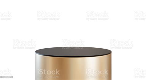 흰색 배경에 격리된 황금 연단 제품 화장품 프리젠 테이션을위한 우아한 무대 럭셔리 모형 미용 제품을 위한 받침대 또는 플랫폼 빈 장면 3d 렌더링 0명에 대한 스톡 사진 및