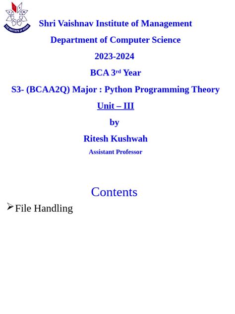 Python File Handling Pdf Computer File Computer Programming