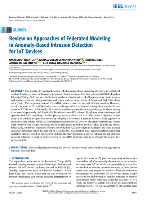 pdf review on approaches of federated modeling in anomaly based