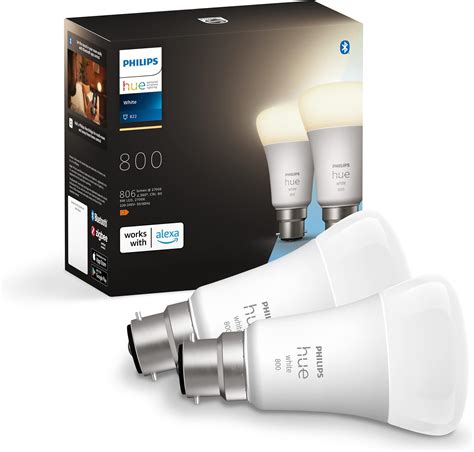 Philips Hue White Led Smart Light Bulb 2 Pack B22 Bayonet Cap Warm White For Indoor Home