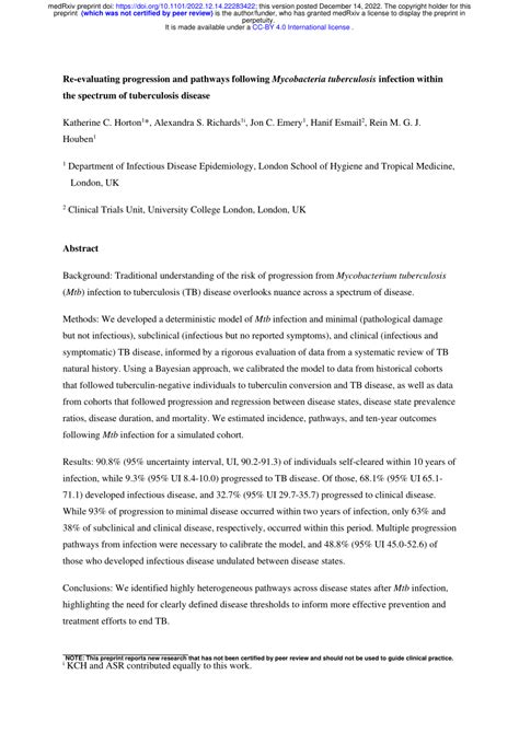 Pdf Re Evaluating Progression And Pathways Following Mycobacteria