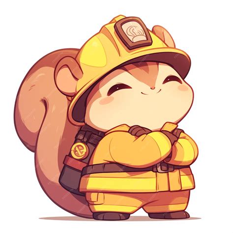 Premium Vector An Agile Squirrel Firefighter Cartoon Style