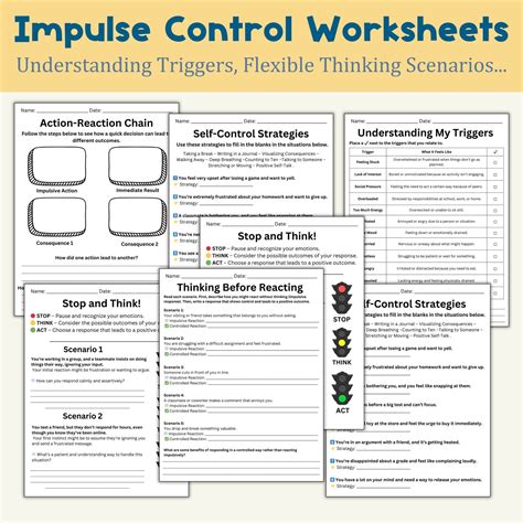 Impulse Control Worksheets Understanding Triggers Stop And Think