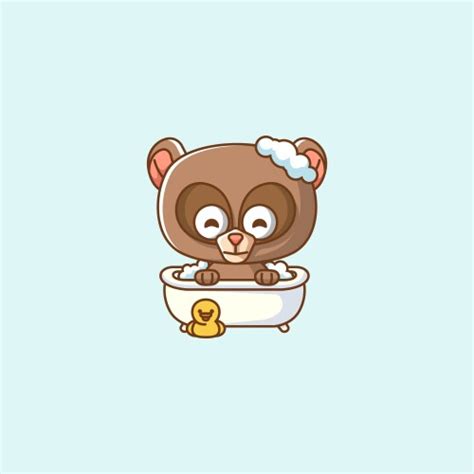 Cute Panda Bathing Time In Bathtub Kawaii Chibi Vector Image