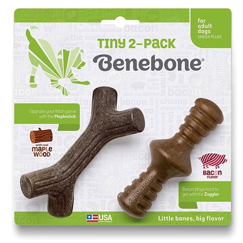 Benebone 2 Pack Maplestickzaggler Tiny Bacon Mcpet