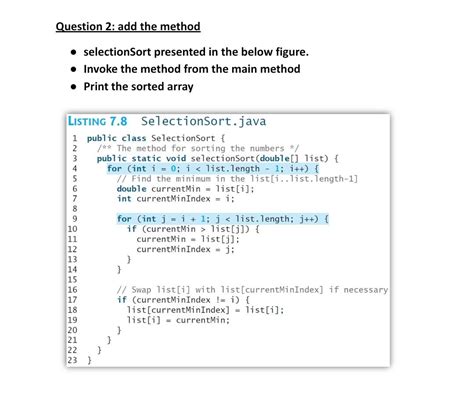 Solved Part 2 Sorting An Array Question 1 • Create A Class