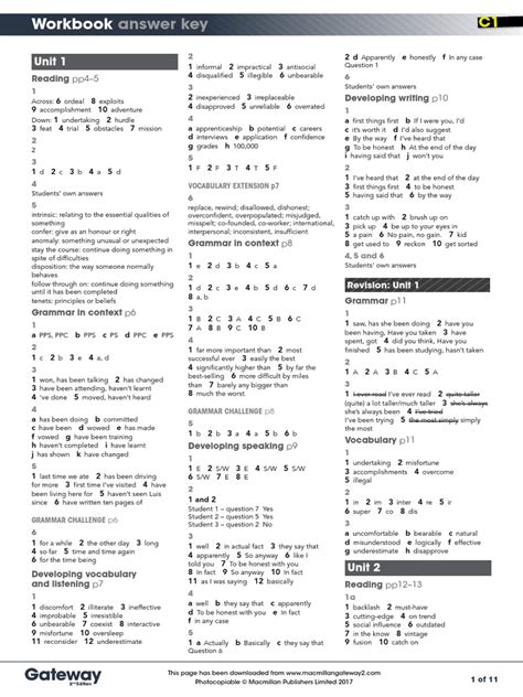 Gateway 2ed C1 Workbook Keys | PDF | Cognitive Science | Linguistics