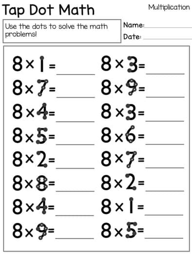 Touch The Dot Multiplication Skip Counting 5s And 6s And 7s And 8s Tpt