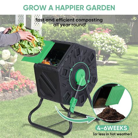 Homgarden Small 185gal Outdoor Compost Tumbler Compact Rotating
