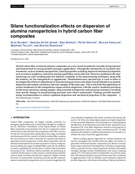 Pdf Silane Functionalization Effects On Dispersion Of Alumina