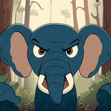 Premium Vector Angry Elephant Close Up In Madera Foggy Forest Hand