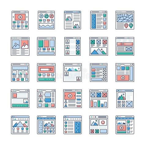 Website Sitemaps Flat Vectors Set Stock Vector Illustration Of Search Hierarchical 146443513