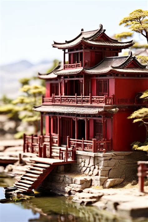 Chinese Classical Architecture With Stone Bridge And Serene Landscape