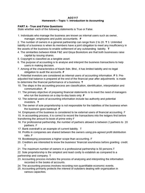 Homework Chapter 1 Pdf Accounting Bookkeeping