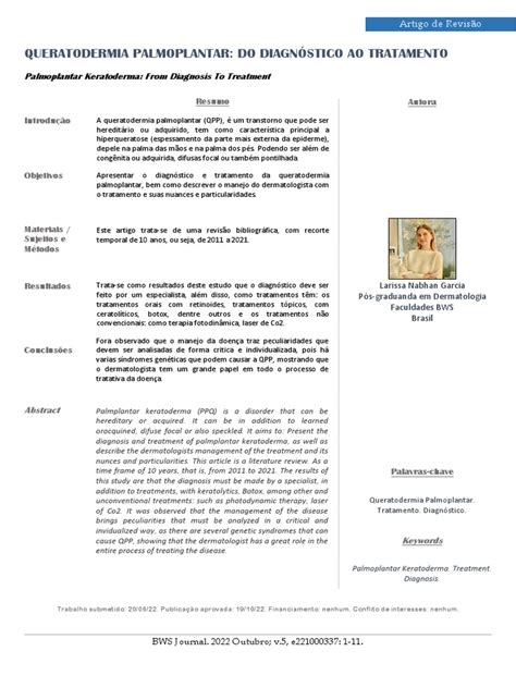 Queratodermia Palmoplantar Do Diagnóstico Ao Tratamento Palmoplantar Keratoderma From