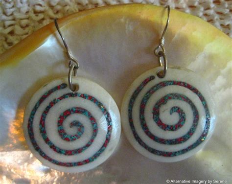 Tibetan Conch Shell Round Discs With Coral And Turquoise Inlay Etsy