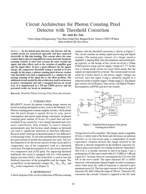 2006 Circuit Architecture For Photon Counting Pixel Etector With