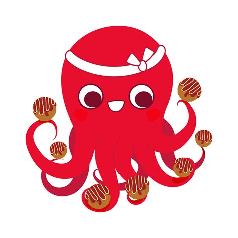 Personnage De Poulpe Jongle Avec Des Boules De Takoyaki Illustration