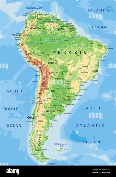 Escala Numerica De El Mapa Fisico De Suramerica Xult