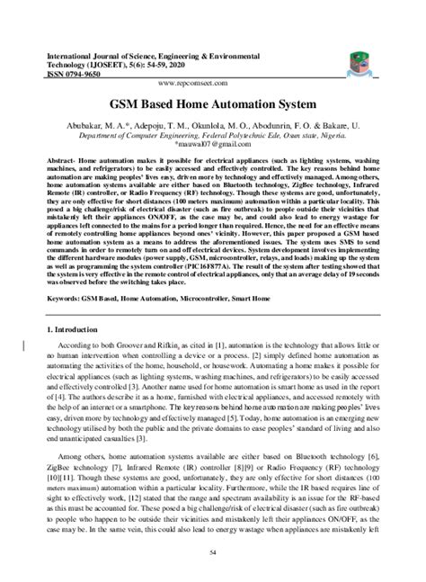 Pdf Gsm Based Home Automation System