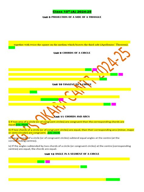 Class 10 Theorem Statements Pdf Circle Perpendicular