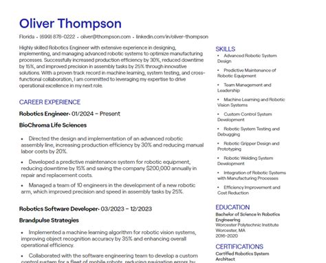 3 Robotics Engineer Cv Examples Free Templates