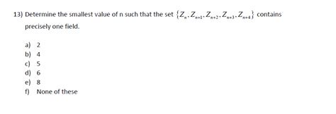 solved determine the smallest value of n such that the set