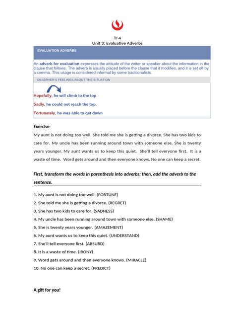 Evaluative Adverbs Pdf