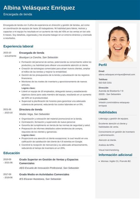 Currículum Para Encargada De Tienda Modelo De Cv Guía