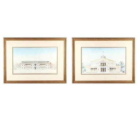 Pair Of Large Framed Prints Illustrating Classical Architecture Lot