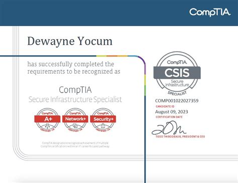 Comptiasecurity Comptia Csis Certifications Dewayne Yocum
