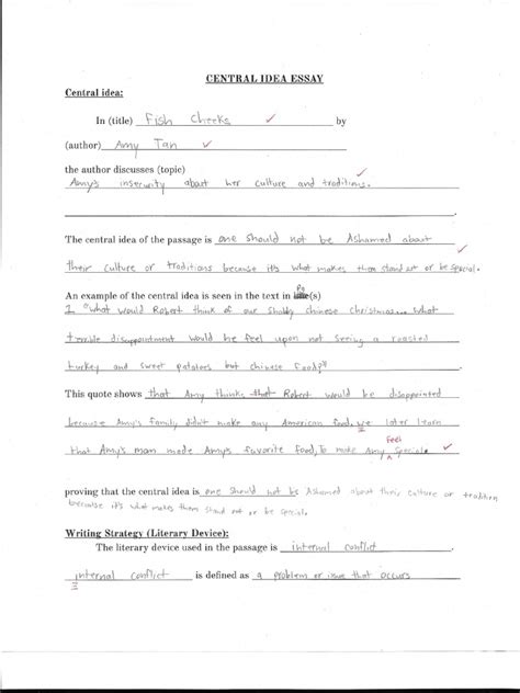 Central Idea Essay Pdf