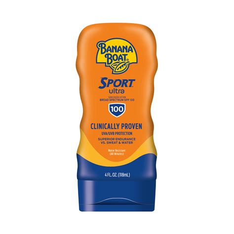 Banana Boat Sport Ultra 100 Spf Sunscreen Lotion 4oz Water Resistant