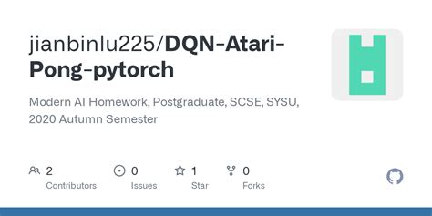 GitHub Jianbinlu DQN Atari Pong Pytorch Modern AI Homework Postgraduate SCSE SYSU