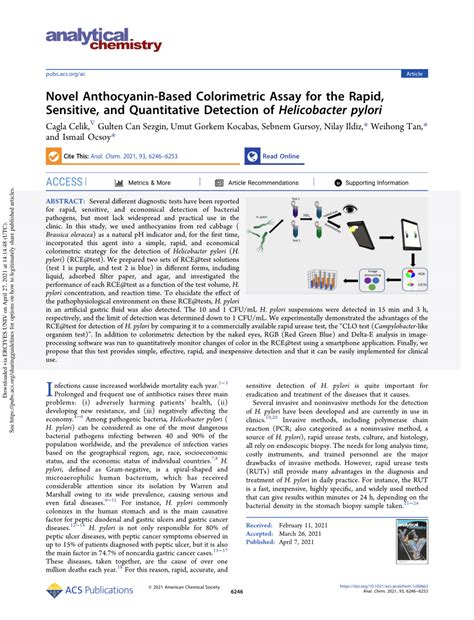 Pdf Novel Anthocyanin Based Colorimetric Assay For The Rapid Sensitive And Quantitative