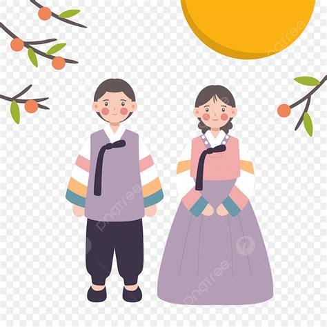 Korean Hanbok Clipart Png Images Cute Korean Couple Wearing Hanbok For