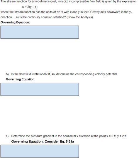 Solved ψ yx where the stream function has the units of Chegg