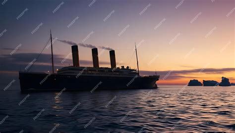 Rms Titanic Haunting View Grand Ship Calm Atlantic Ocean Twilight Scene