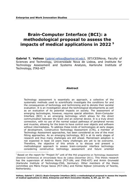 PDF Brain Computer Interface BCI A Methodological Proposal Brain Computer Interface