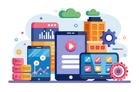 A Vibrant Illustration Features Various Devices Showcasing The