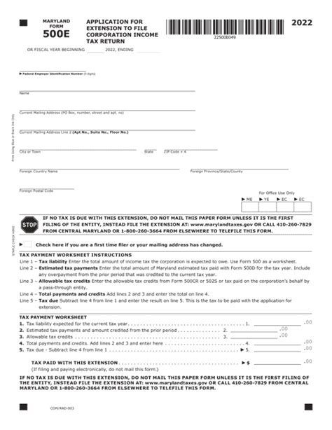 Maryland Form 500e Com Rad 003 2022 Fill Out Sign Online And