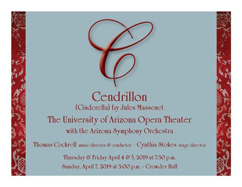 Cancelled Cendrillon” By Jules Massenet Ua Opera Theater With The