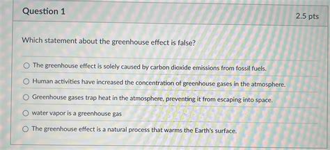 Solved Question 1which Statement About The Greenhouse Effect