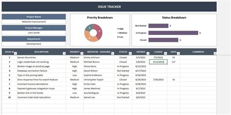 Issue Tracker Excel Template Project Issue Log Problem Tracking