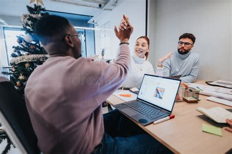 Creative Office Work Confident Businesspeople Discussing And